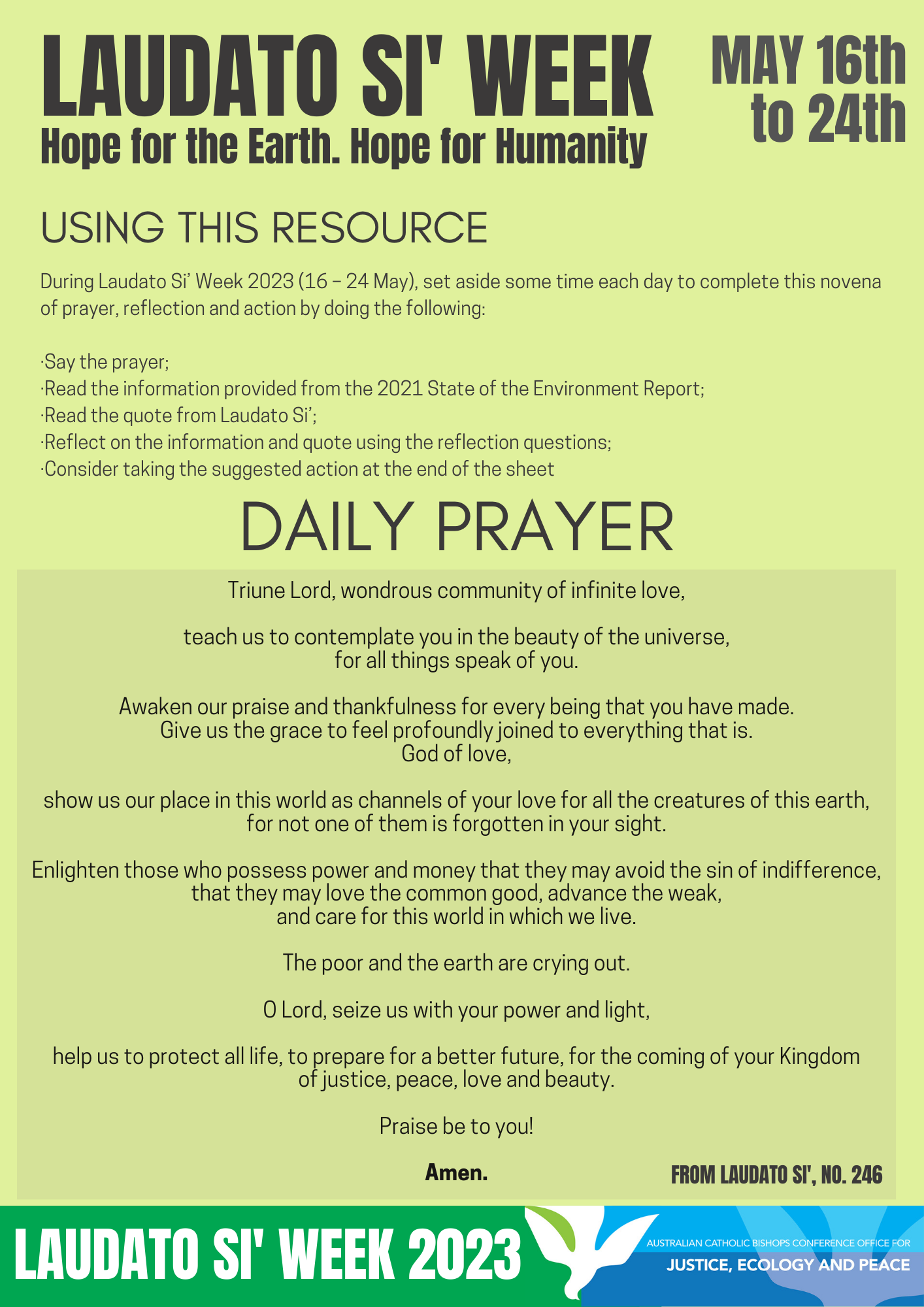 Laudato Si' Week 2023 Resources - Office For Justice, Ecology and Peace